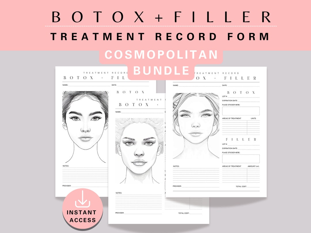 Botox and Filler Treatment Record Form, Face Chart Inclusive Diverse ...