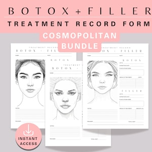 Botox and Filler Treatment Record Form, Face Chart Inclusive Diverse ...