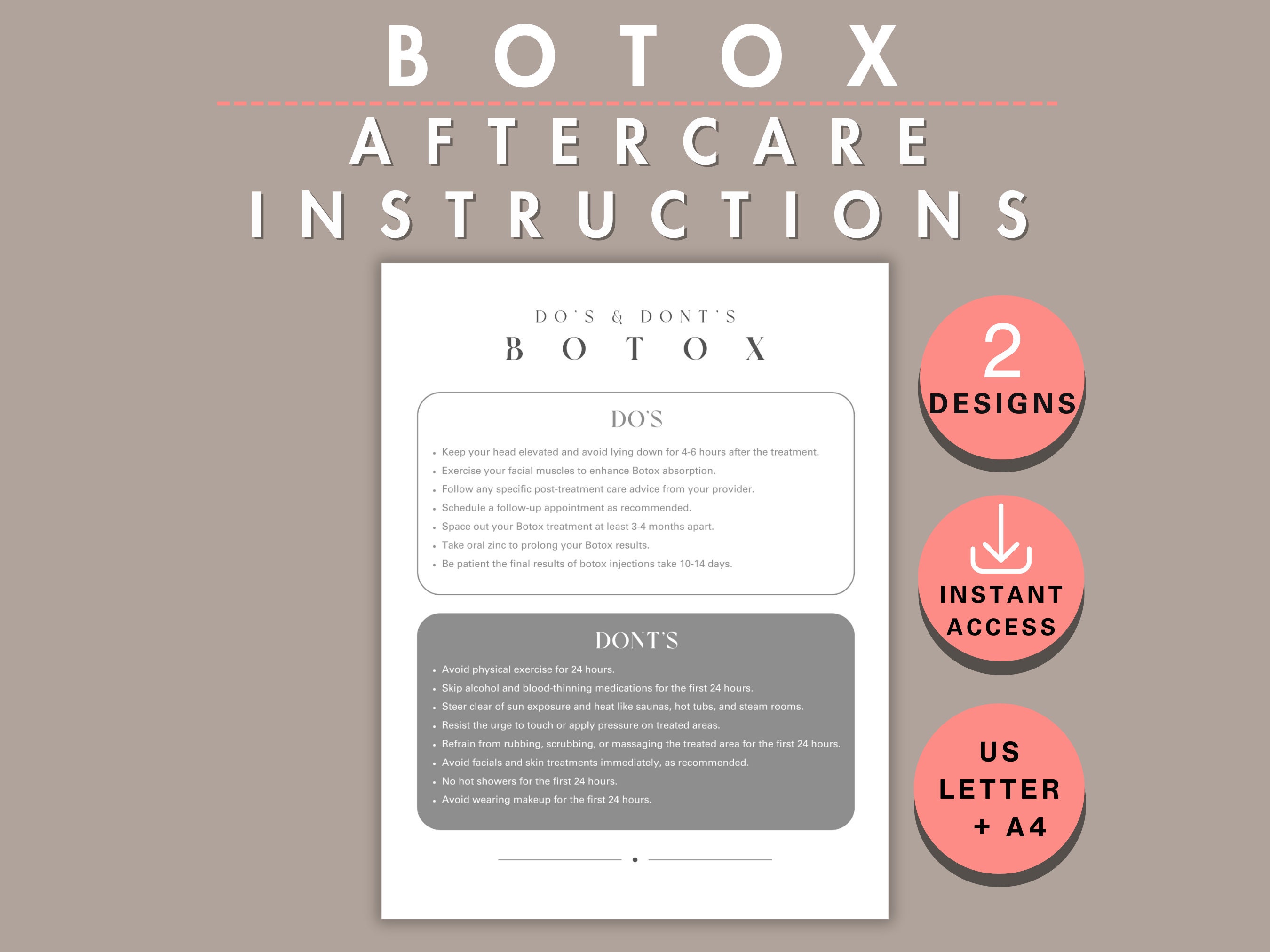 Botox Aftercare Instructions Template Form Aesthetic Nurse Injector ...