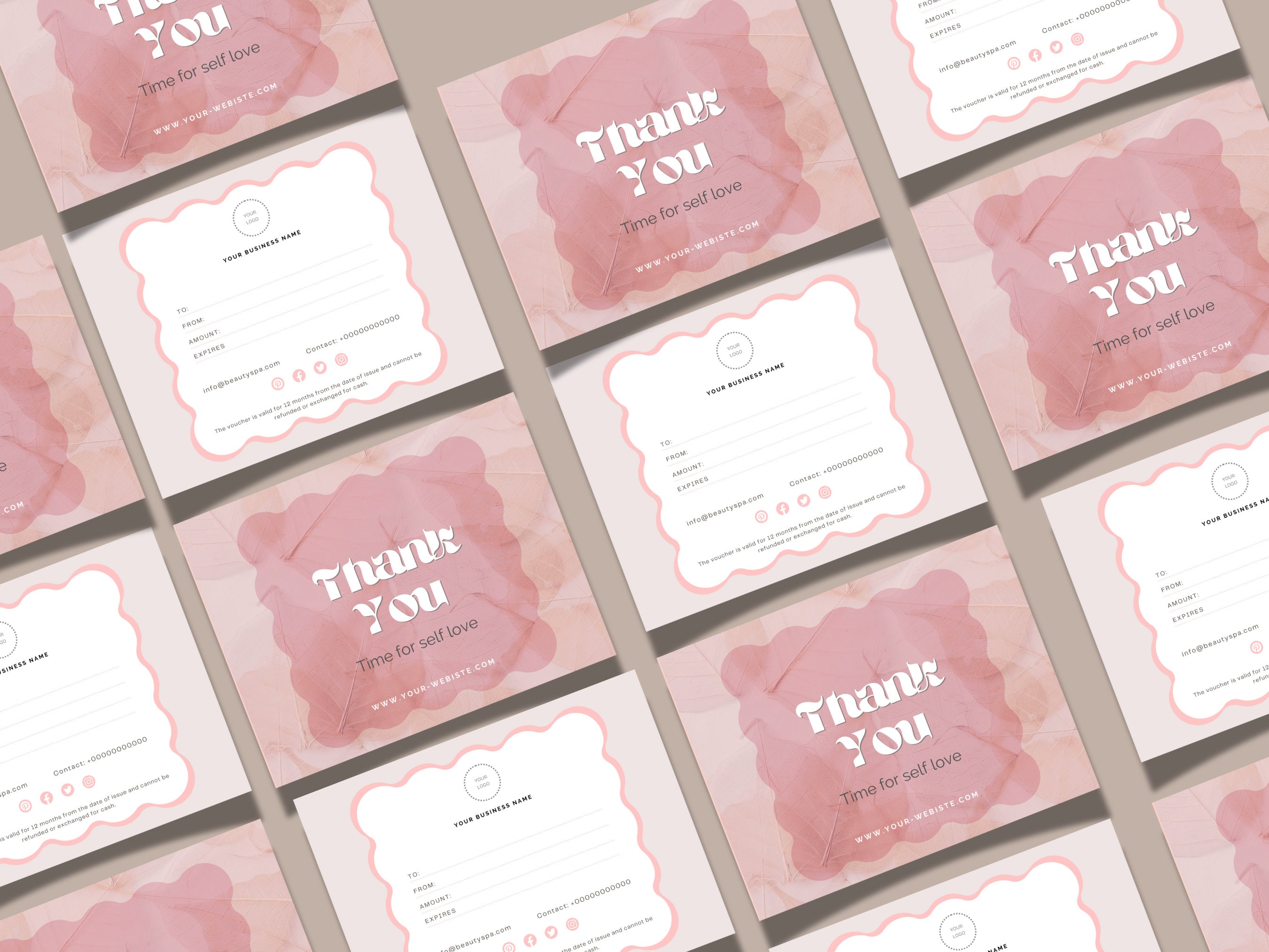 Editable Thank You Gift Card, DIY Small Business Printable Voucher ...