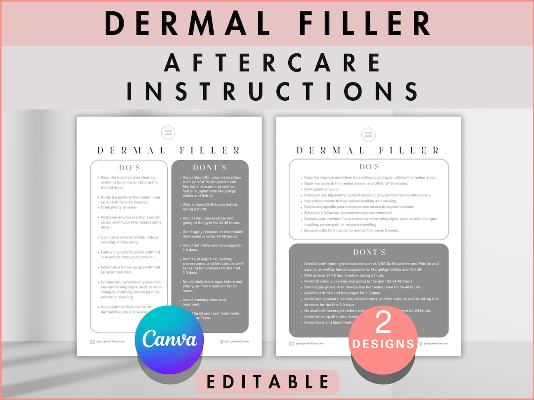 Editable Dermal Filler Aftercare Instructions Form, Printable Filler ...