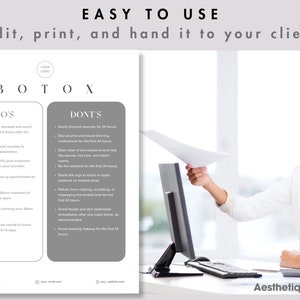 Editable Botox Aftercare Instructions Template Form, Medspa Injectable Pre Post After Care ...