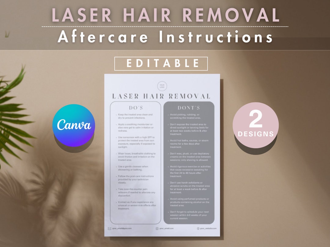Editable Laser Hair Removal Aftercare Instructions Canva Template ...