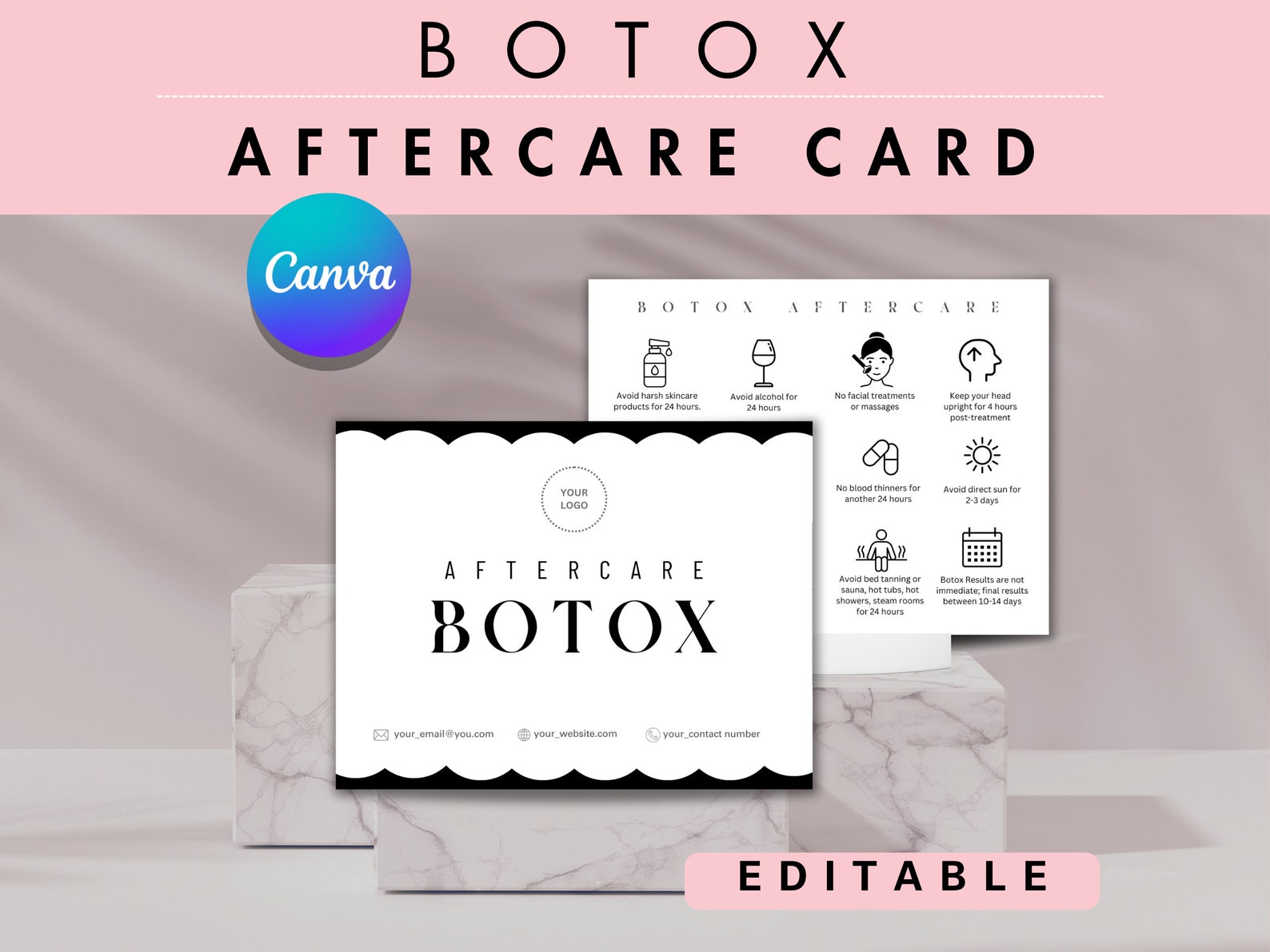 DIY Editable Botox Aftercare Instructions Card Mini Template Medspa ...