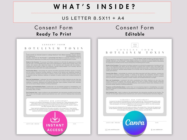 Botox Consent Form Template, Medical Spa Treatment Safety Waiver Record ...