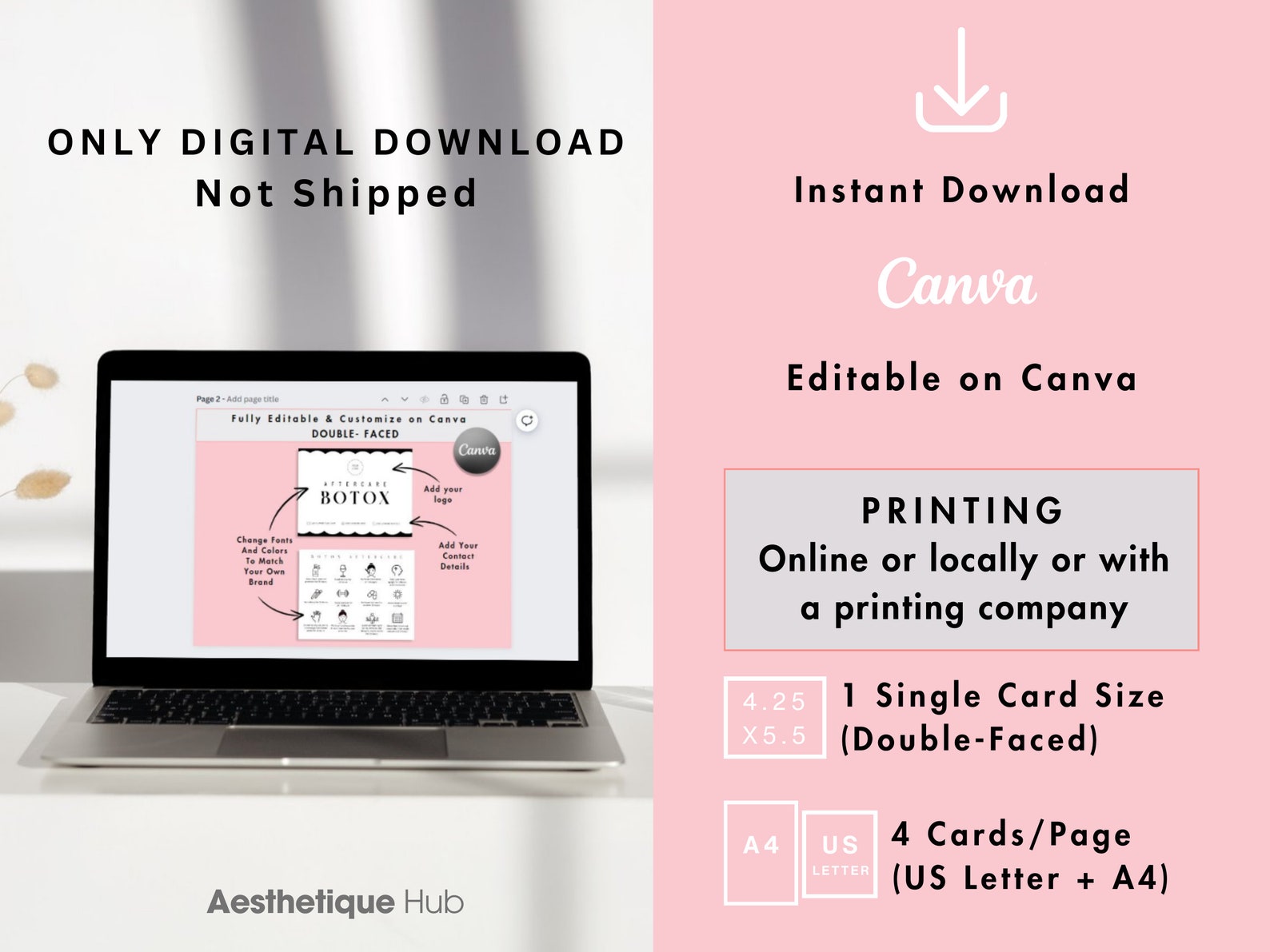 Editable Botox Filler Lip Injection Aftercare Card DIY Cosmetic ...