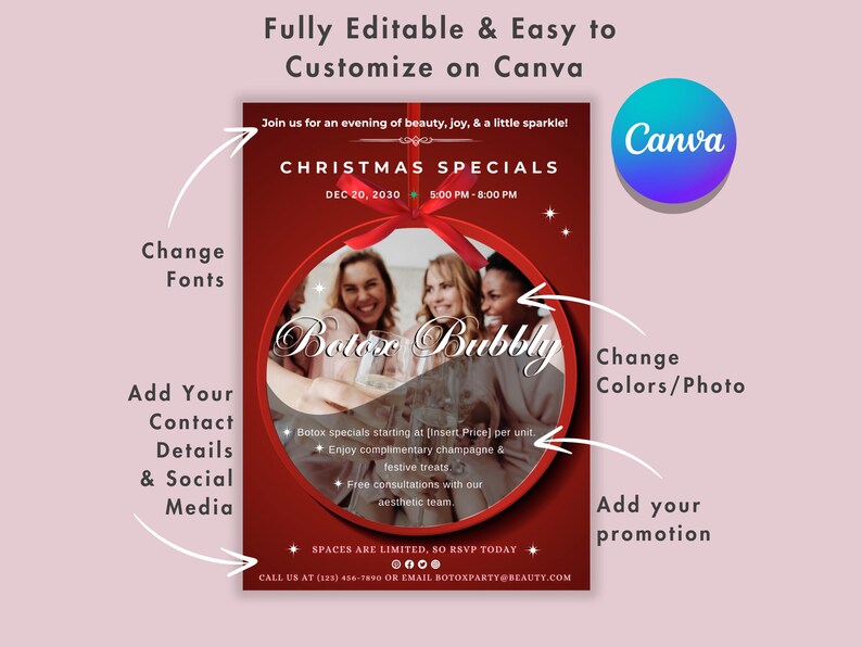 Christmas Medspa Botox Party Invitation, Holiday Special Social Media ...