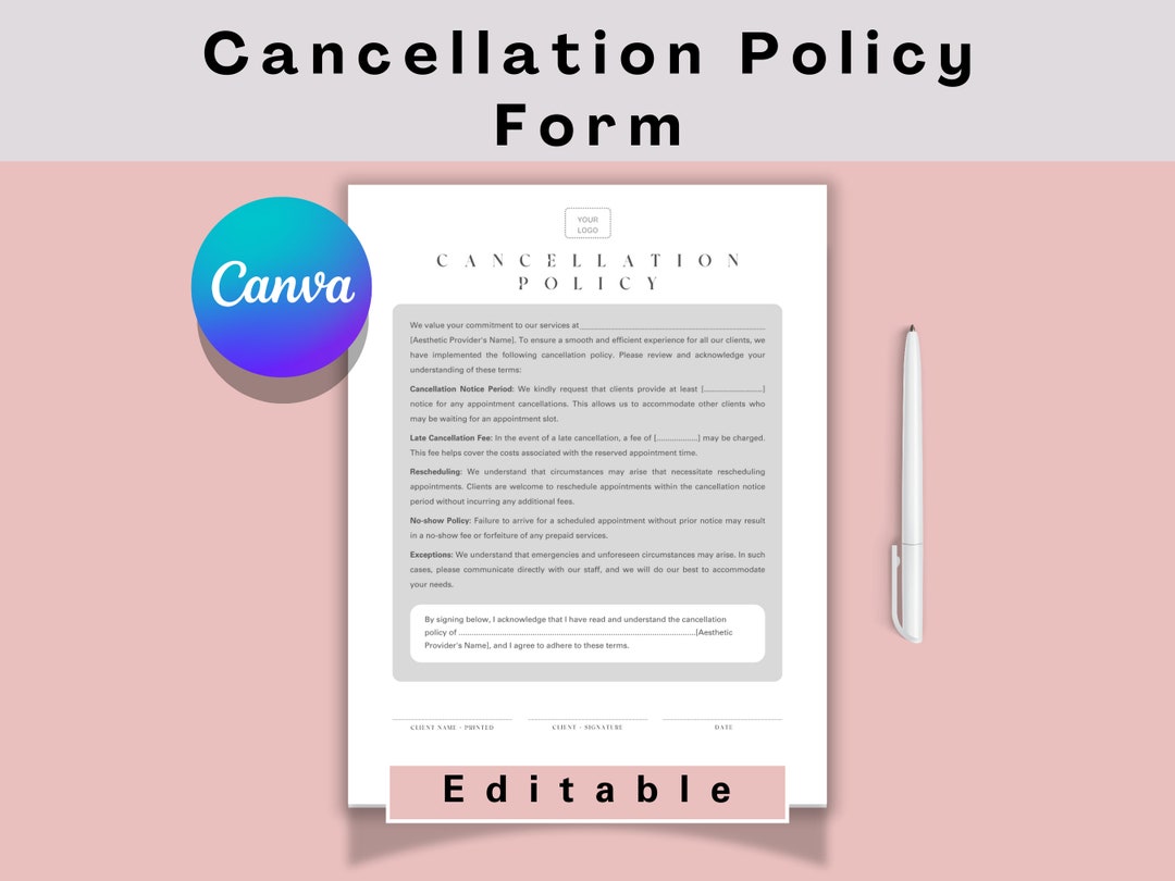 Editable Cancellation Policy Form, Beauty Salon Appointment Rules ...