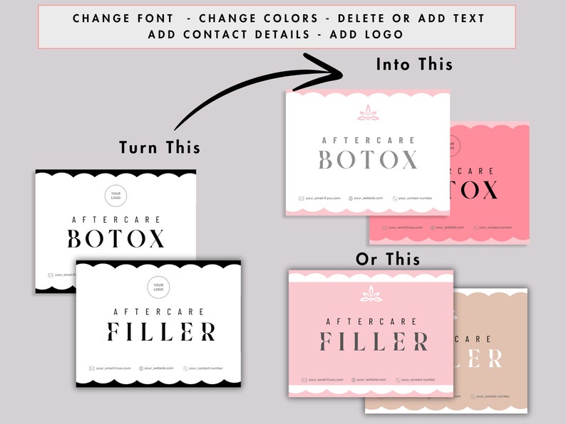 Editable Botox and Filler Aftercare Card, DIY Cosmetic Treatment After ...