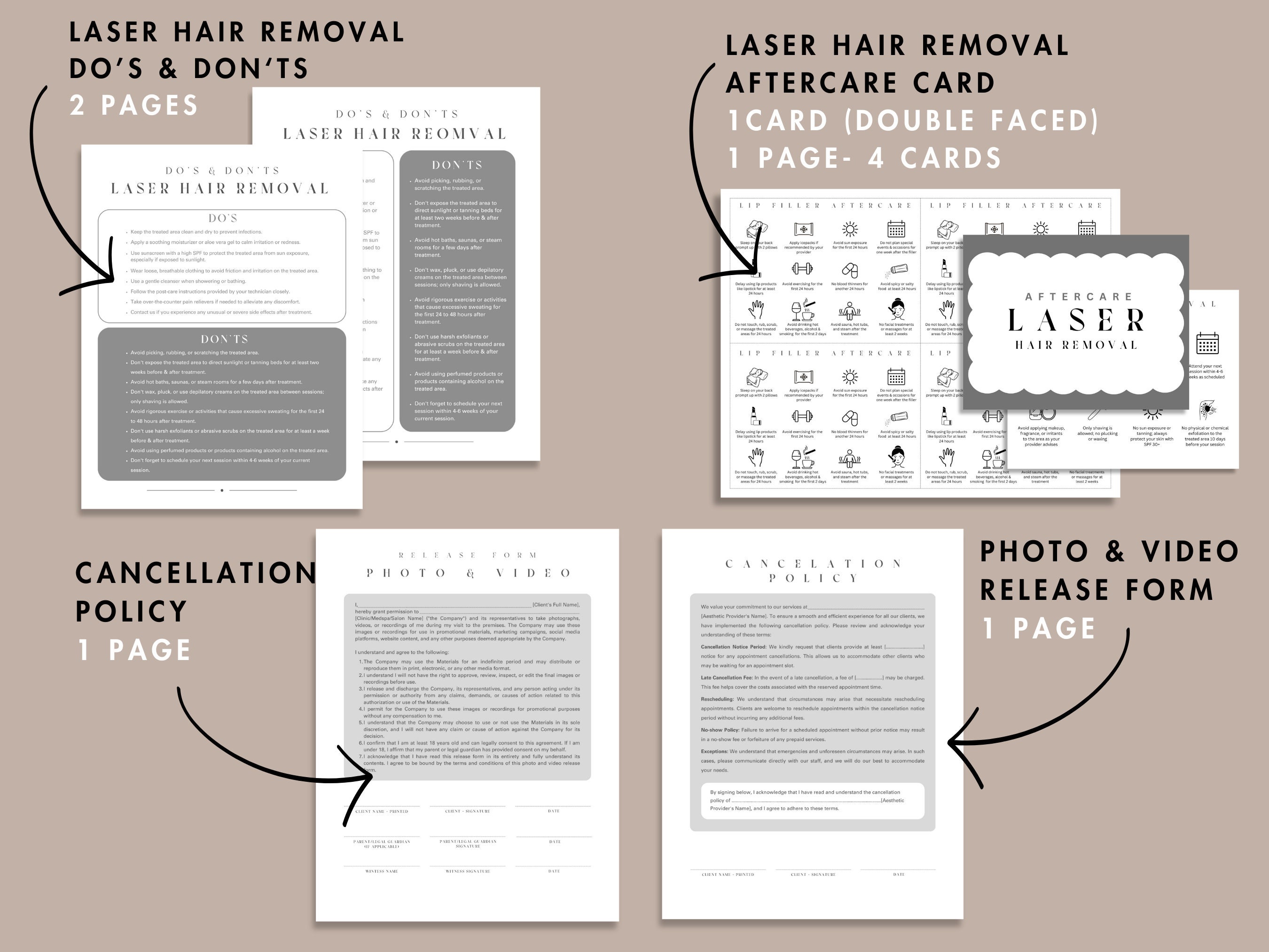 Laser Hair Removal Template Bundle, Laser Intake Consent Form, Laser ...