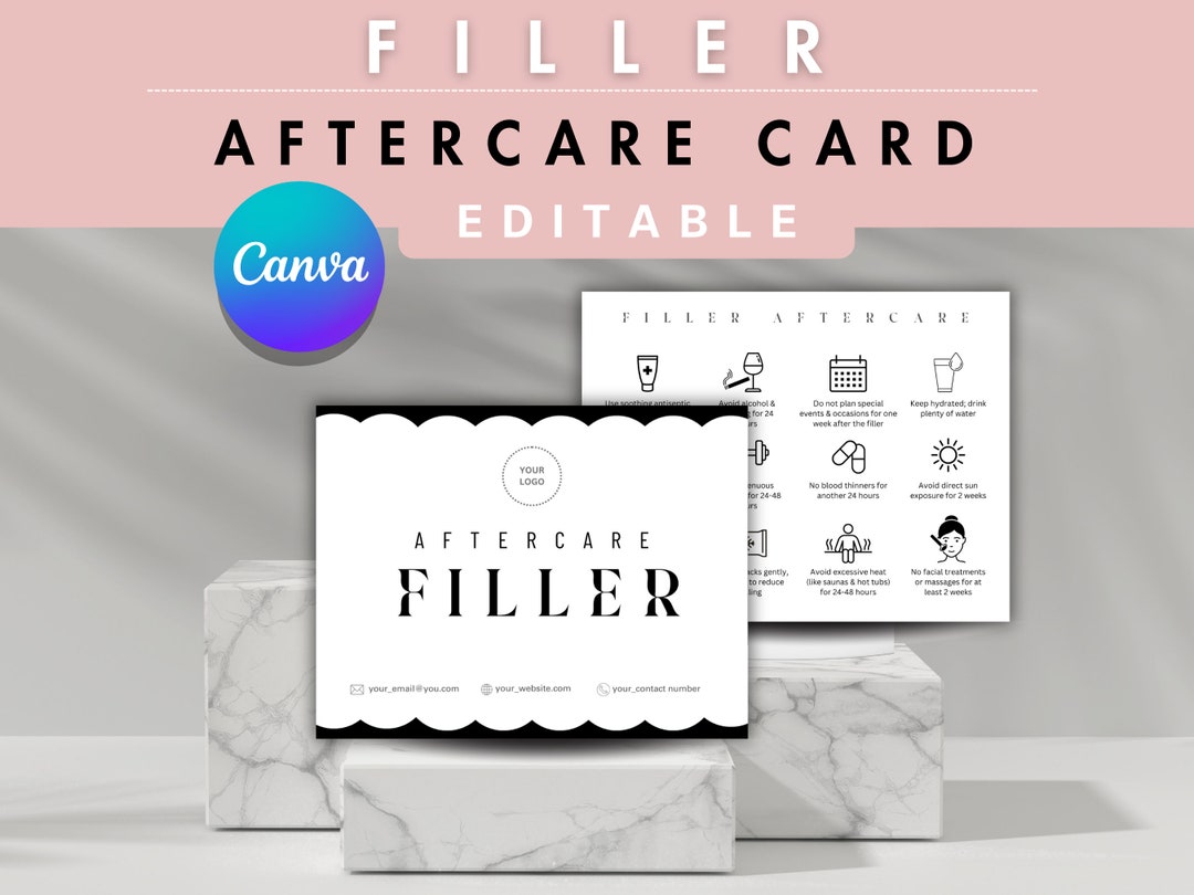 DIY Editable Filler Aftercare Card Template Medspa Aesthetic Injections ...