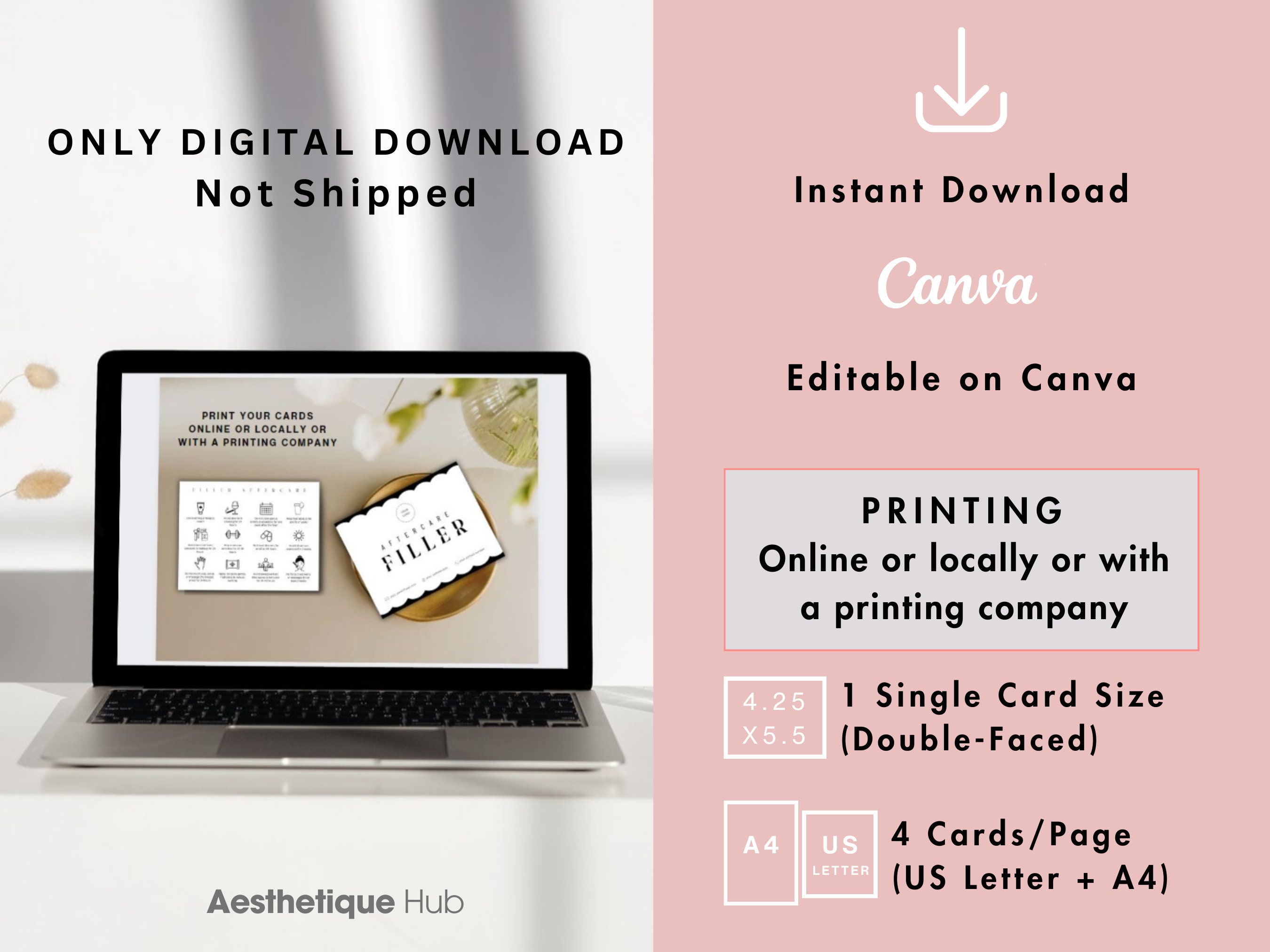 DIY Editable Filler Aftercare Card Template Medspa Aesthetic Injections ...