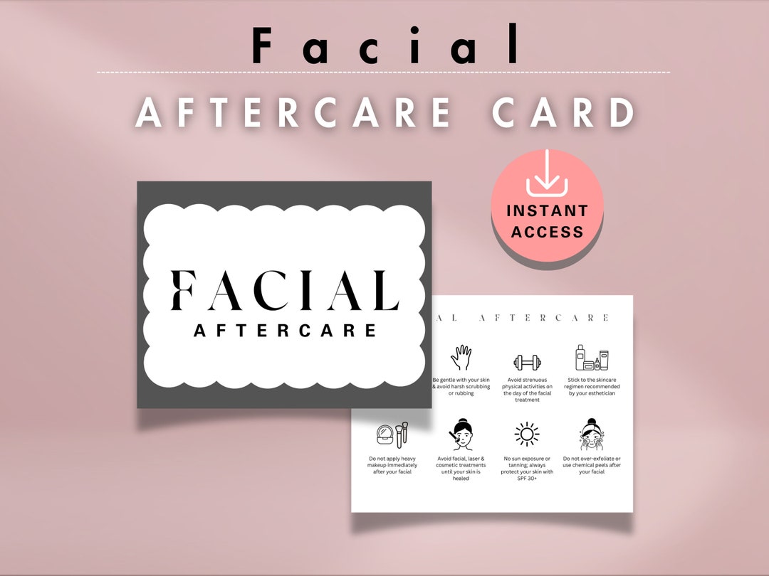 Facial Aftercare Card Template, Elegant Pre Post Aesthetic Skincare ...
