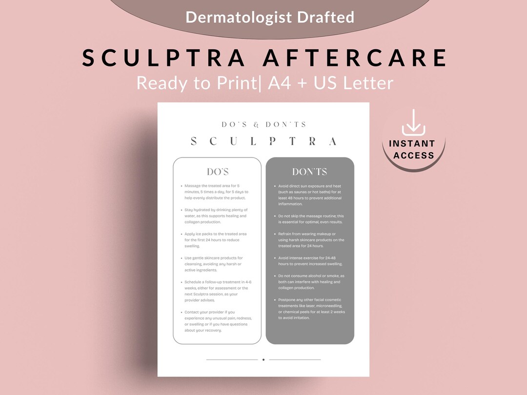 Sculptra Aftercare Instructions Form, Aesthetic Nurse Injector Client ...