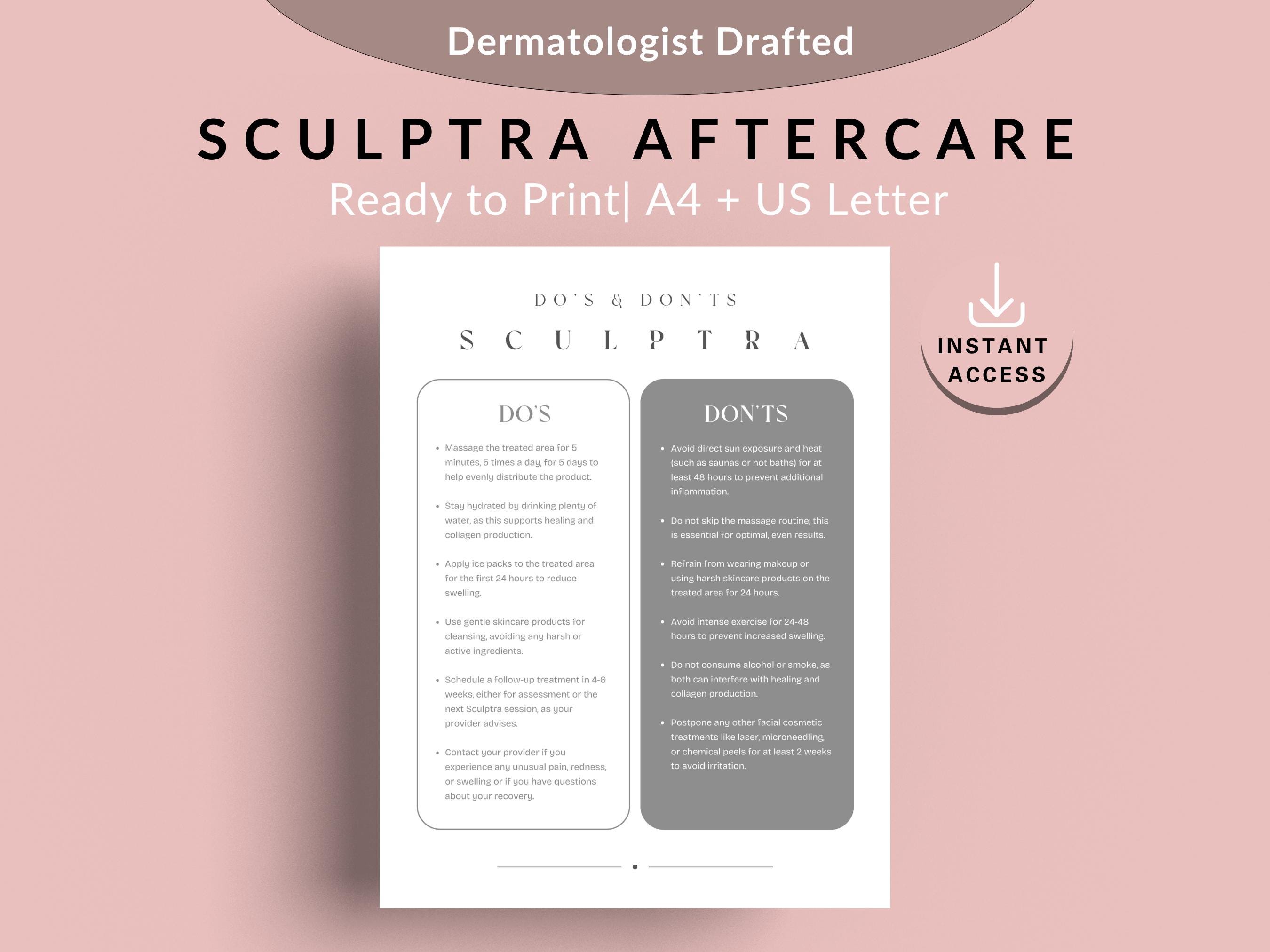 Sculptra Aftercare Instructions Form, Aesthetic Nurse Injector Client ...