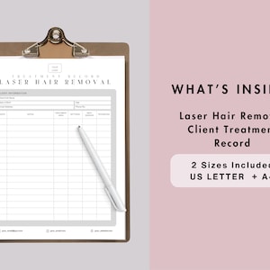 Editable Laser Hair Removal Client Treatment Record Canva Template ...
