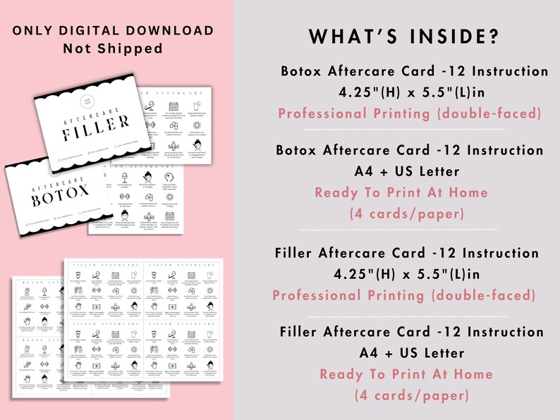 Editable Botox and Filler Aftercare Card, DIY Cosmetic Treatment After ...