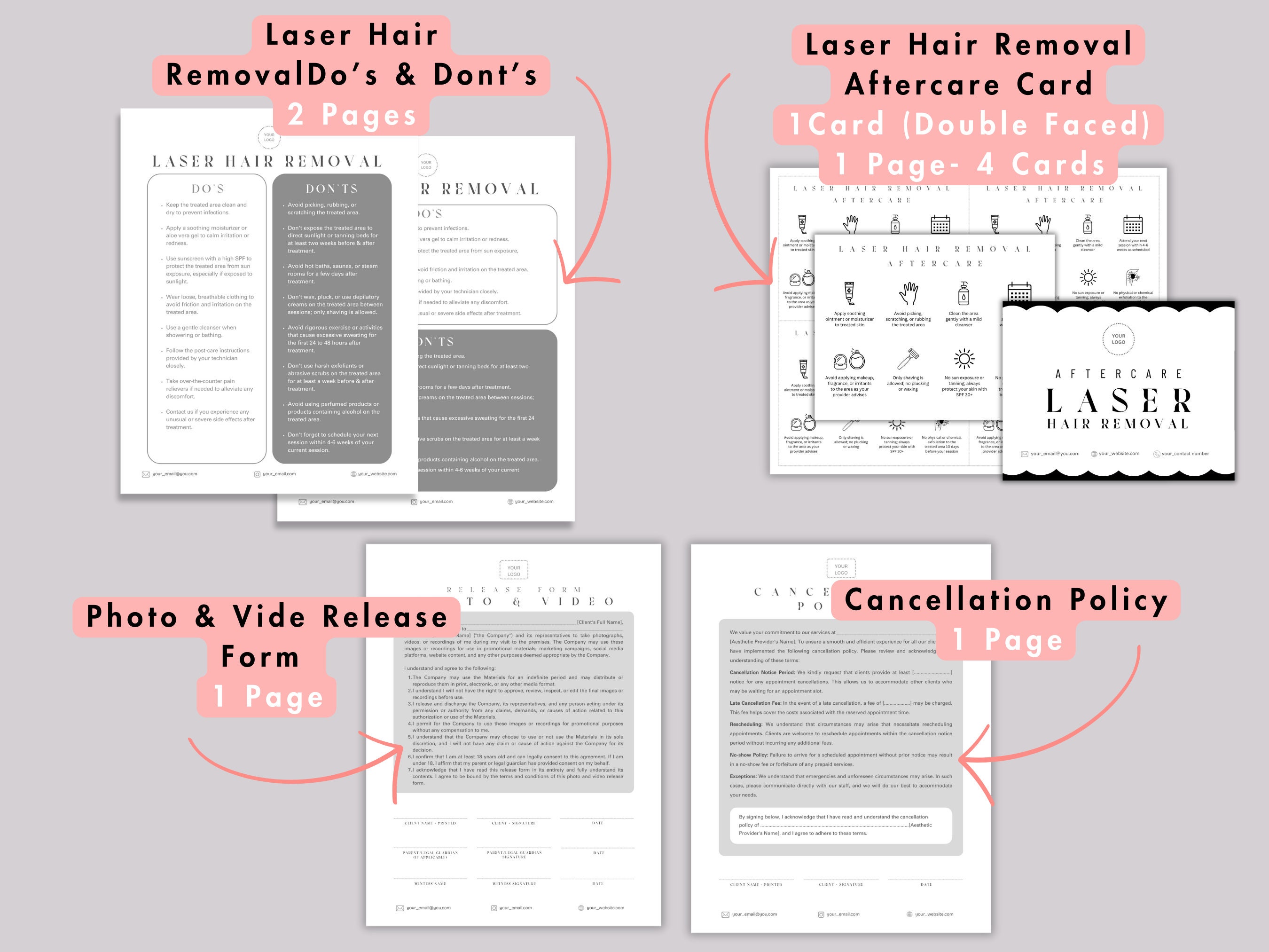 Editable Laser Hair Removal Form Canva Template Laser Hair Reduction ...