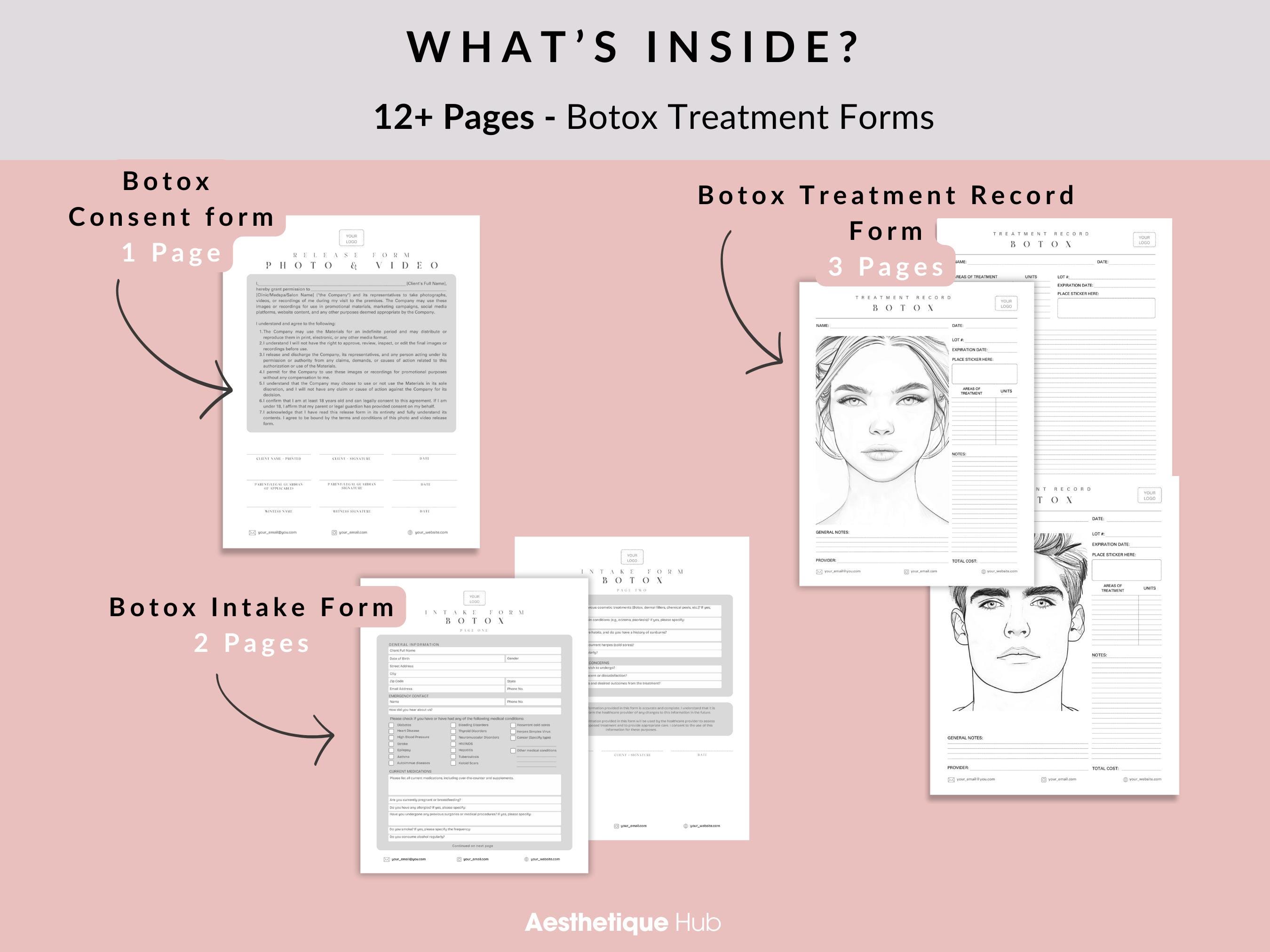 Botox Forms Bundle Canva Template, Neurotoxin Client Intake, Aesthetic ...