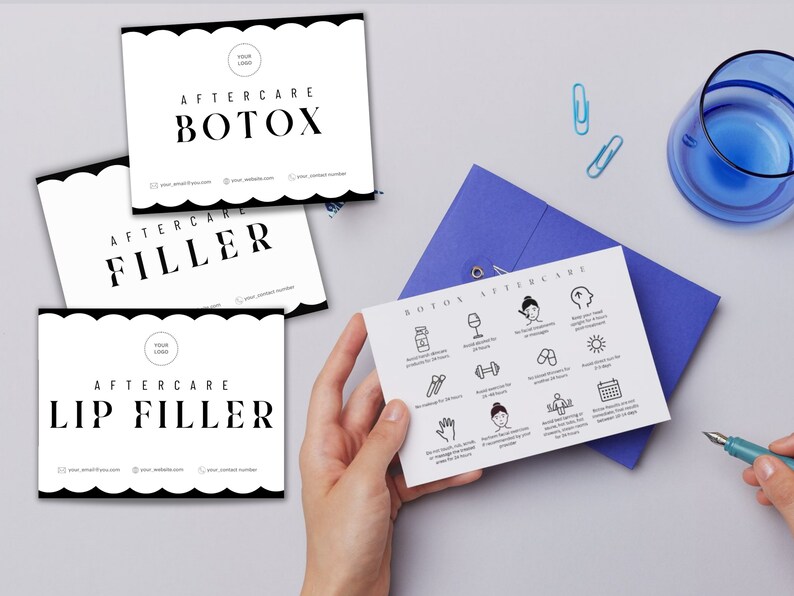 Editable Botox Filler Lip Injection Aftercare Card DIY Cosmetic ...