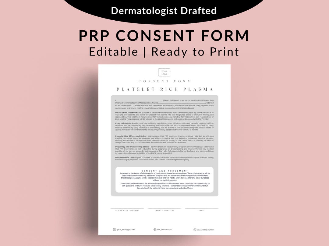 PRP Treatment Consent Form, Platelet Rich Plasma Patient Informed ...