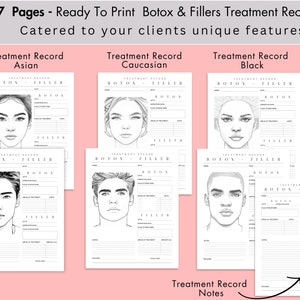 Botox and Filler Treatment Record Form, Face Chart Inclusive Diverse ...