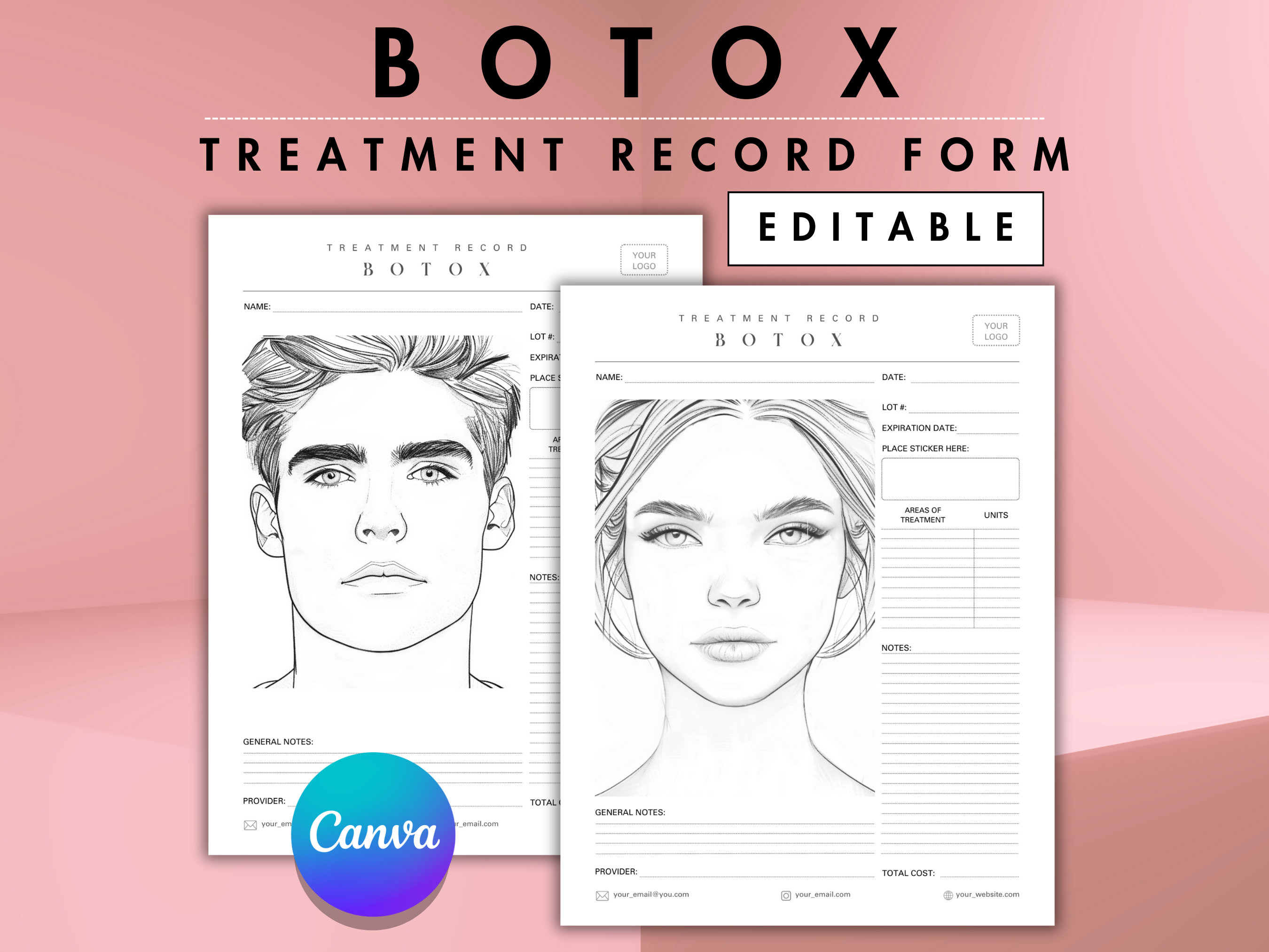 Editable Botox Template Client Notes Form Nurse Injector Neurotoxin ...