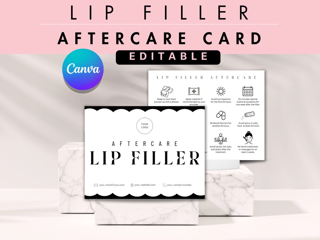 Editable Lip Filler Aftercare Card Template Lip Injection After Care ...