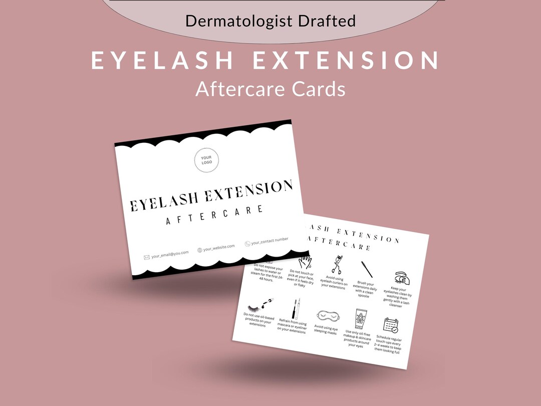 Editable Eyelash Extension Aftercare Card, Esthetician Clients Post ...
