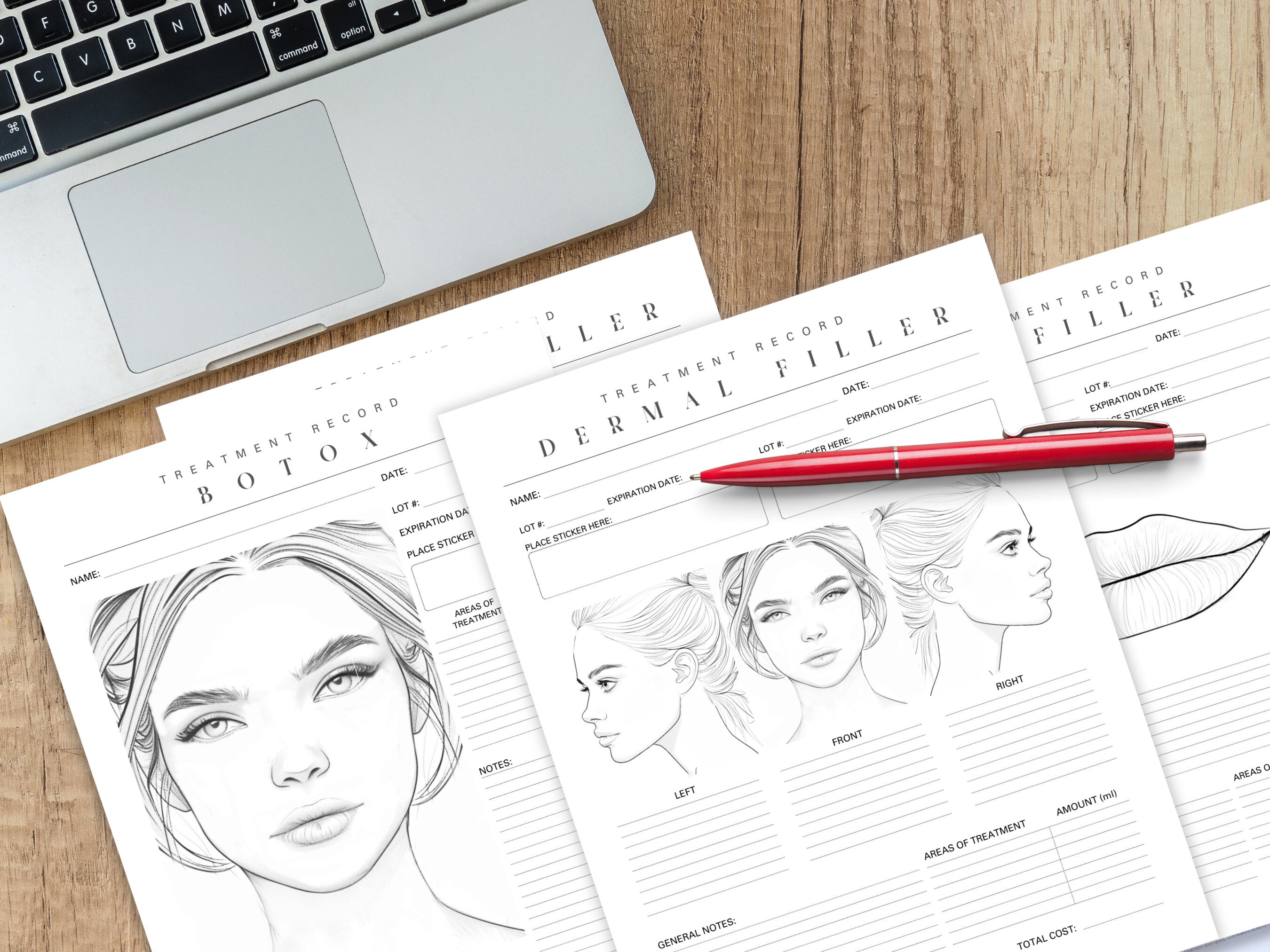 Botox and Dermal Filler Patient Treatment Record Form Bundle ...