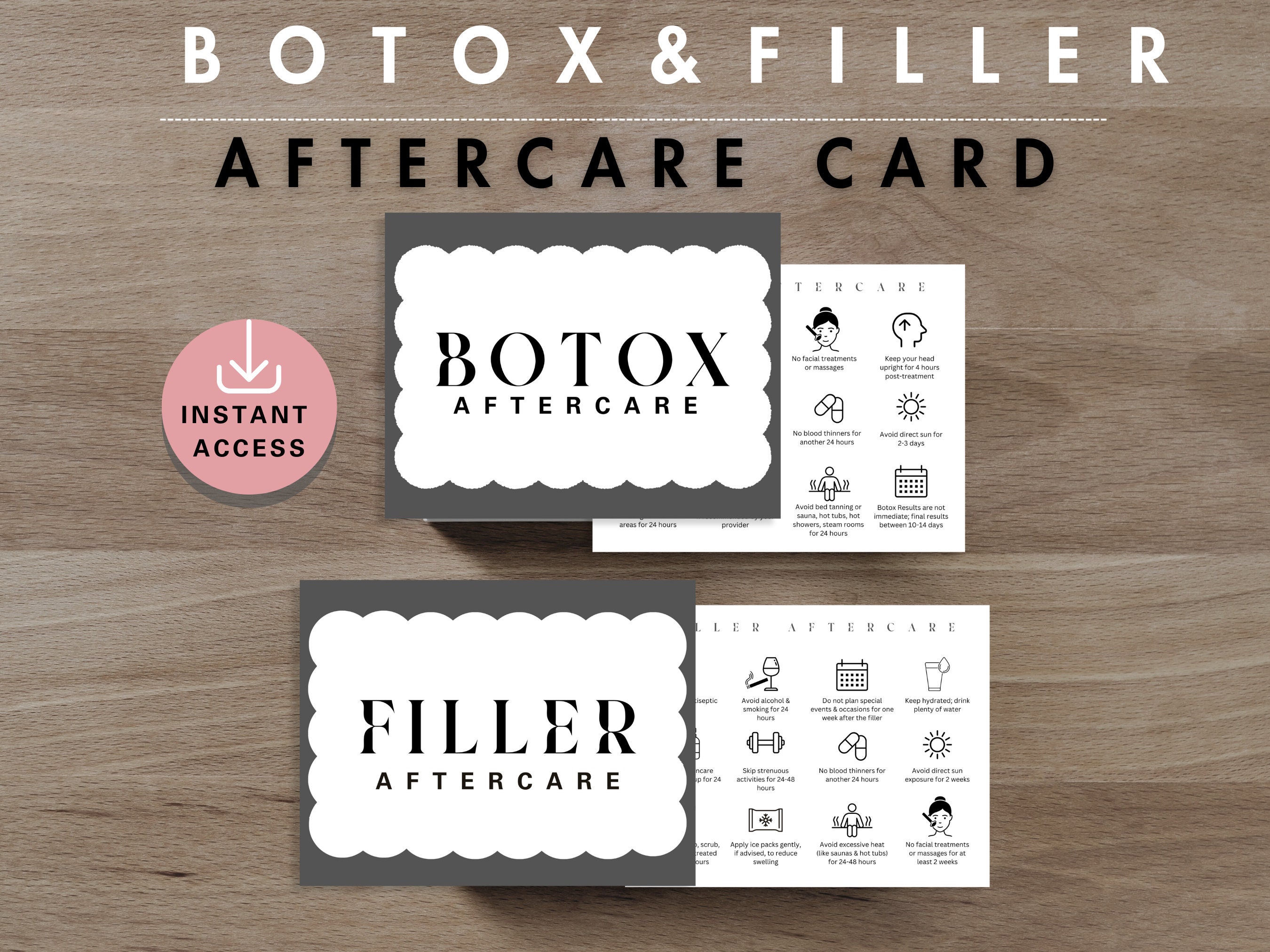 Botox and Filler Aftercare Card Bundle, Cosmetic Injection After Care ...