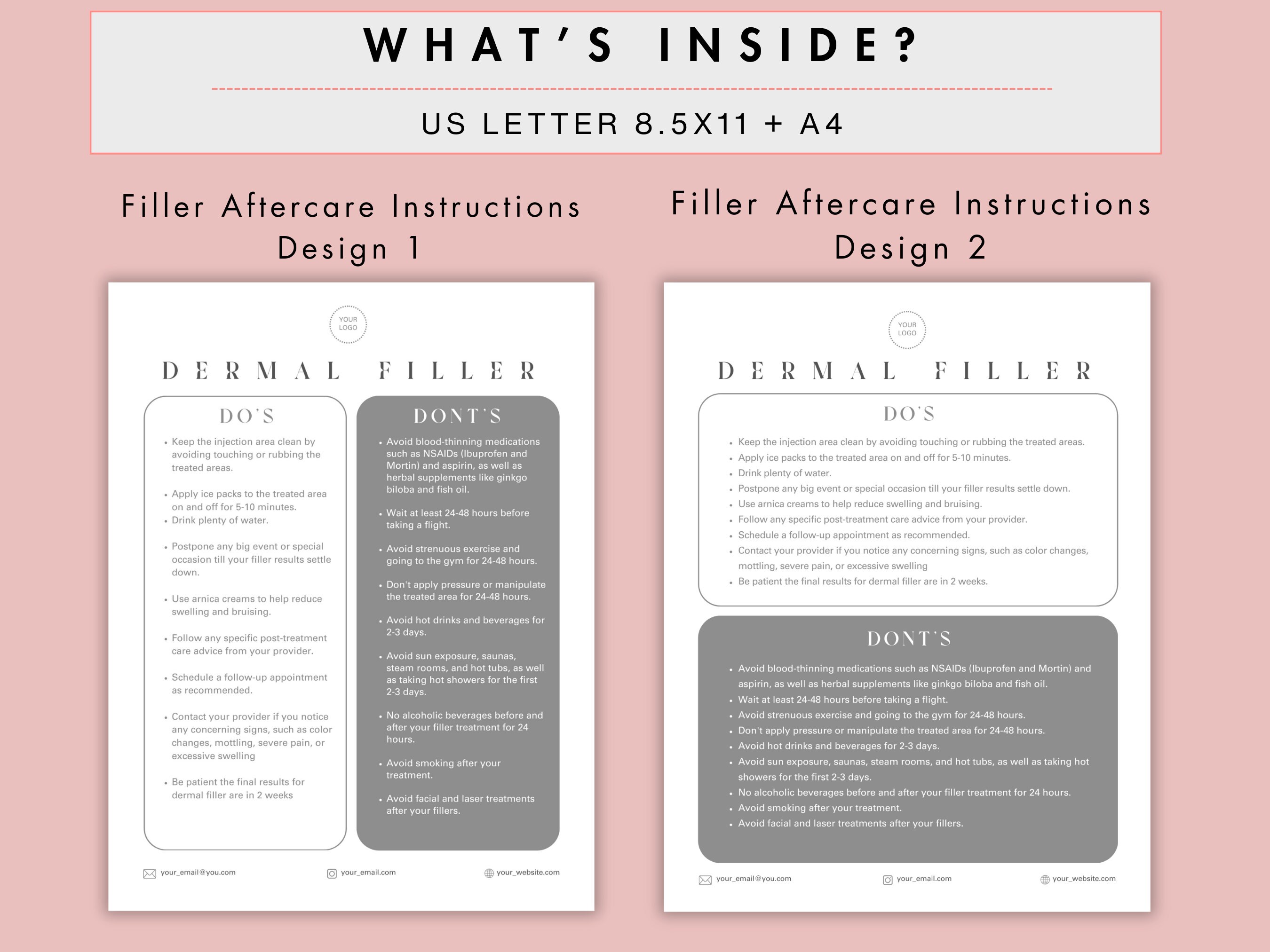 Editable Dermal Filler Aftercare Instructions Form, Printable Filler ...