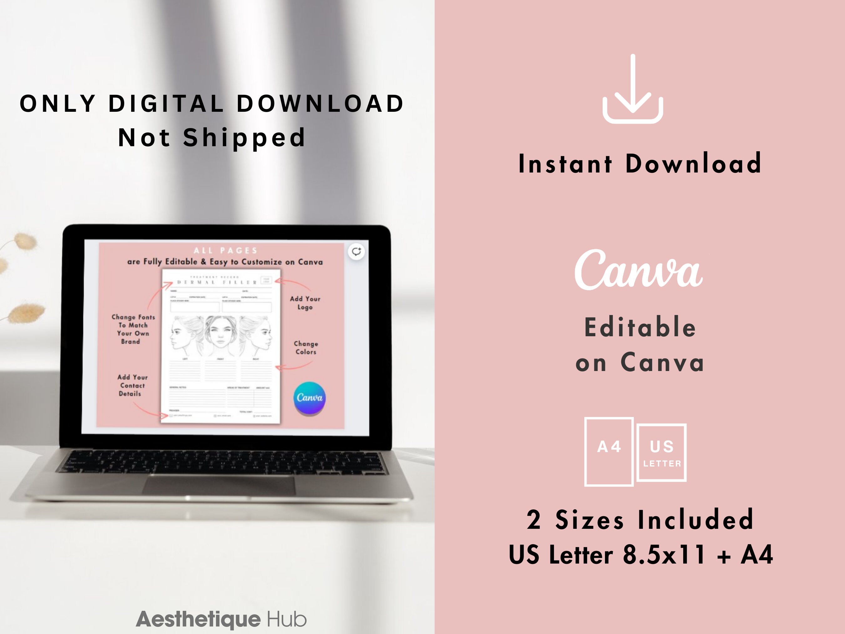 Editable Botox and Filler Forms Canva Template Bundle, Face Record ...