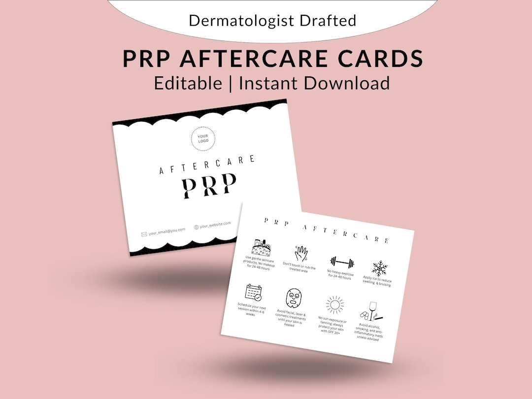 Editable PRP Aftercare Instructions Card, Esthetician Clients Post ...