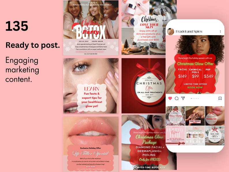 Medspa Instagram Template Christmas, Botox Filler Facial Skincare ...