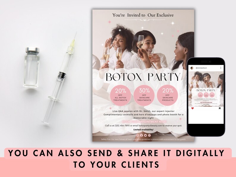 Editable Botox Party Invitation, Medical Spa Promotion Flyer Canva ...