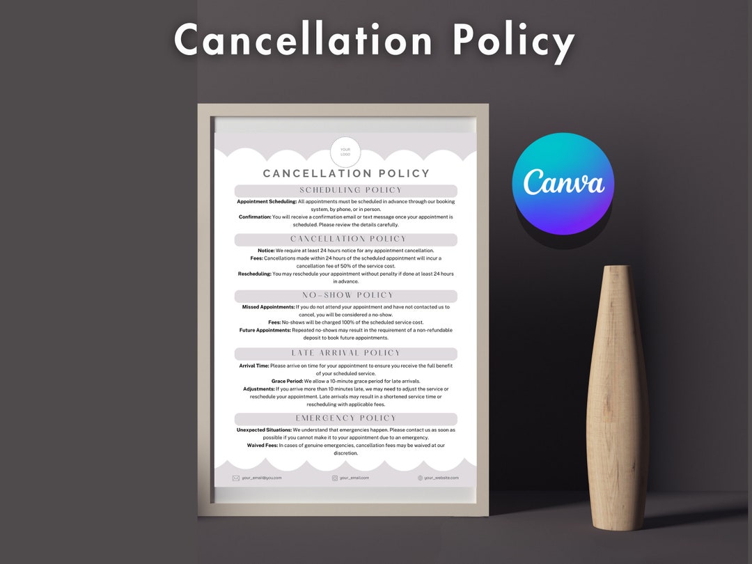 Editable Cancellation Policy Form Template, Esthetician Scheduling Sign ...