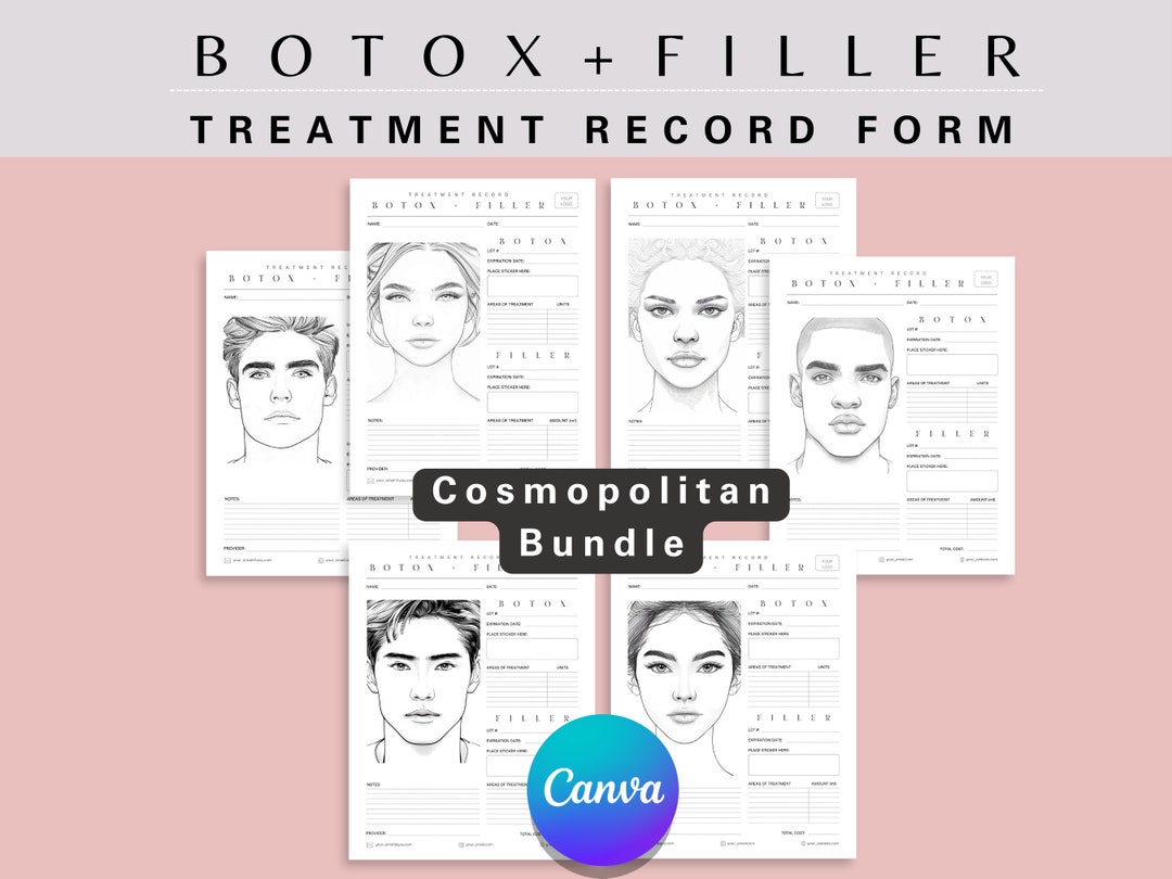 Editable Botox and Dermal Filler Treatment Record Canva Template Form ...