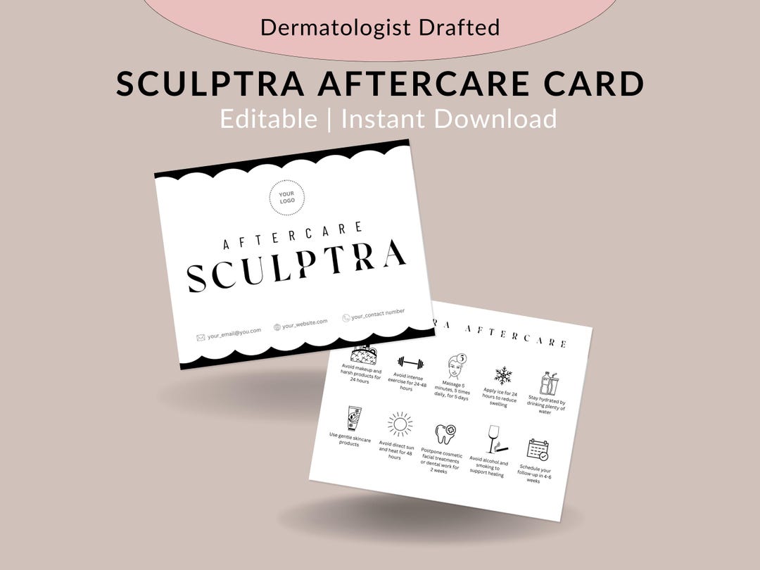 Editable Sculptra Aftercare Card, Injection Augmentation Client After Care Canva Template, Nurse ...