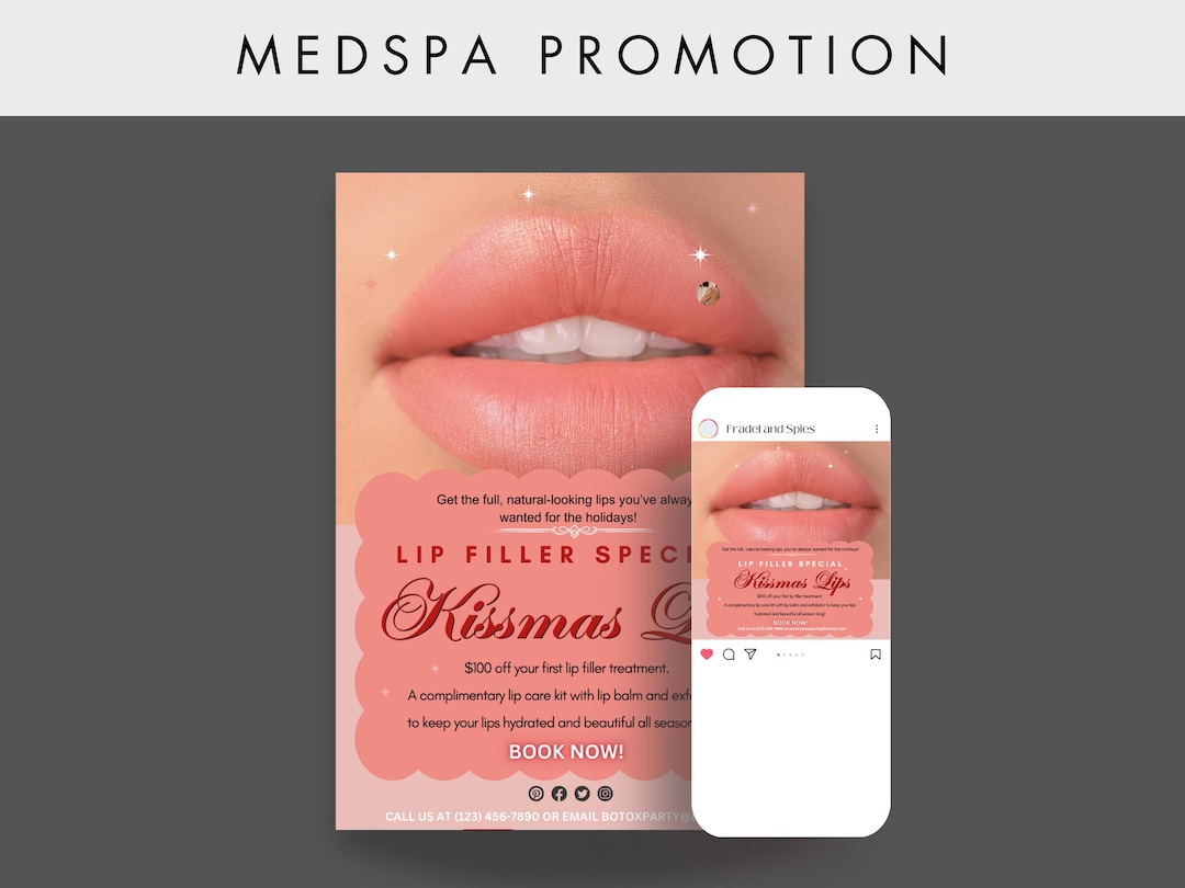 Medspa Lip Filler Christmas Promo Flyer, Editable Med Spa Holiday ...
