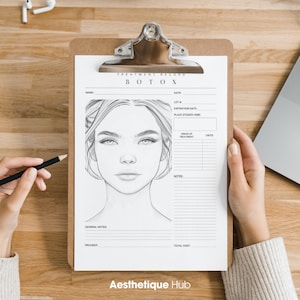 Botox Treatment Record Form With Face Chart, Injectables Patient ...