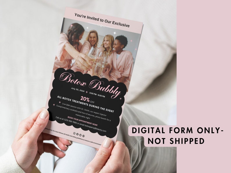 Botox Party Event Invitation Canva Template, Social Media Medspa ...