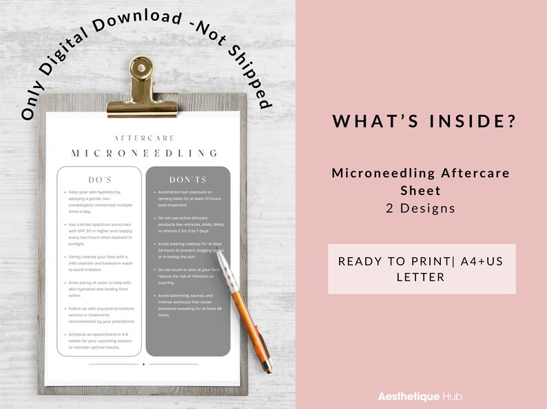 Microneedling Aftercare Instructions Client Form, Dermapen Nurse ...