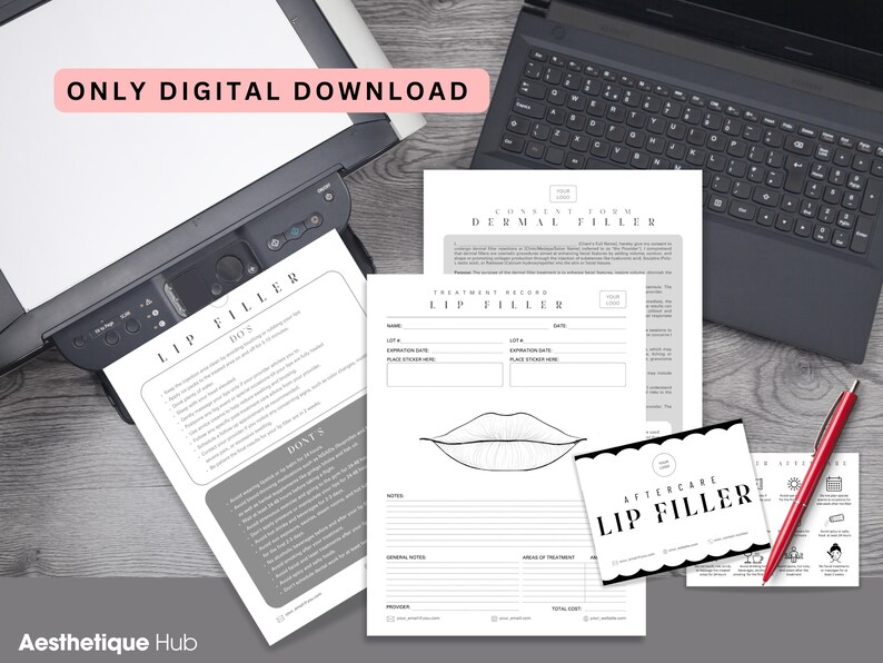 Editable Lip Filler Treatment Forms CanvaTemplate, Aesthetic Injection ...