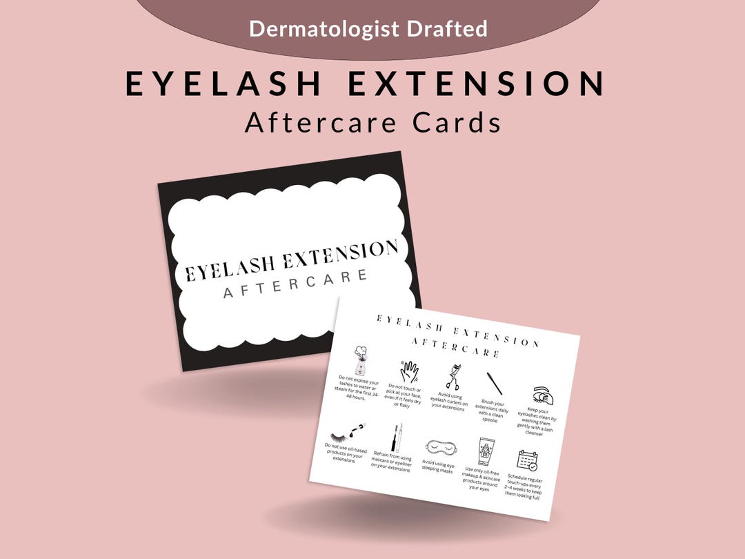 Eyelash Extension Aftercare Instructions Card, Skincare Guide Pre Post ...