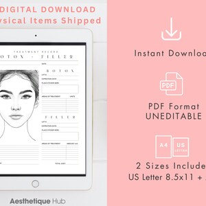 Botox and Filler Treatment Record Form, Face Chart Inclusive Diverse ...