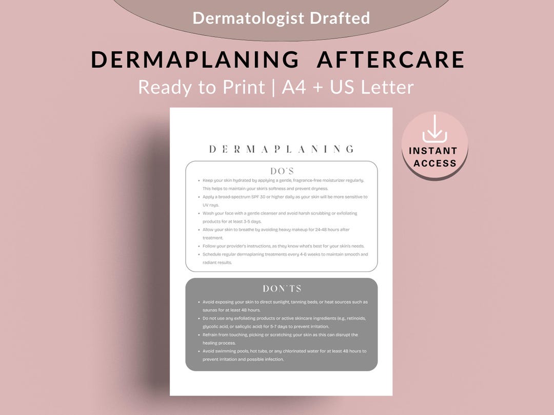 Dermaplaning Aftercare Form, Client Dermaplaning Facial Treatment Pre Post Care Printable ...