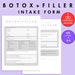 Botox and Filler Intake Form Template Aesthetic Injection Client Record ...