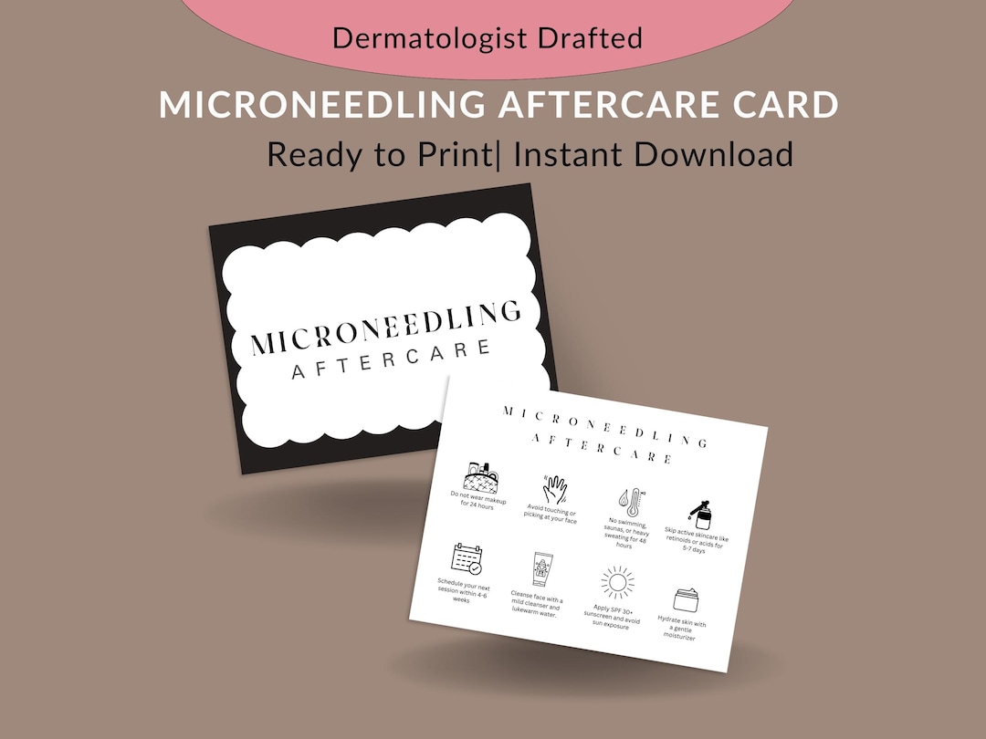 Microneedling Aftercare Instructions Card, Skin Needling Guide Pre Post ...