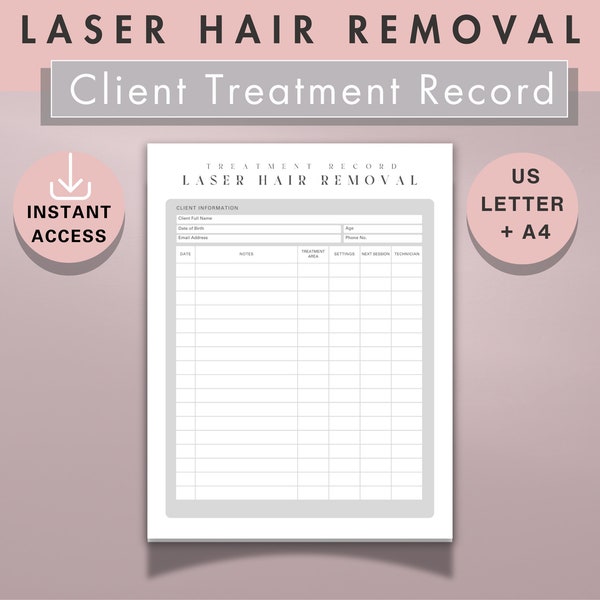 Laser Hair Removal Client Sheet - Etsy